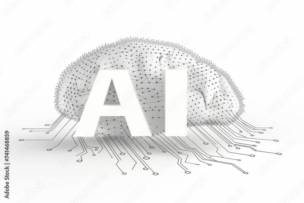 AI Brain Chip brain transmitter. Artificial Intelligence structural ...