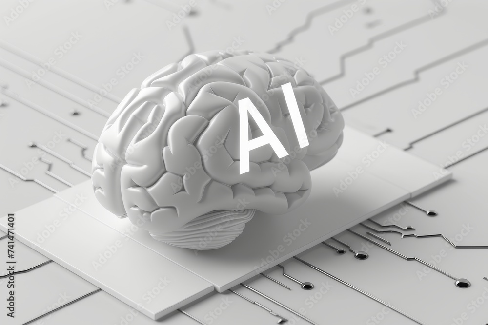 AI Brain Chip visual training. Artificial Intelligence neon lime fizz ...
