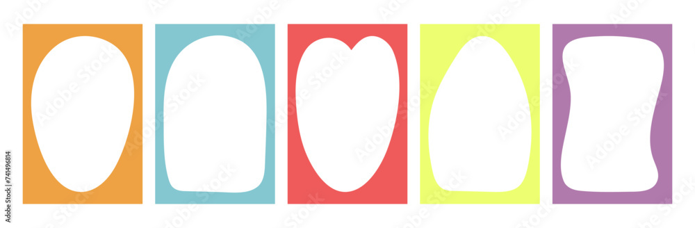 Hand drawn Textbox set with bright rich colors. Doodle heart oval wavy ...