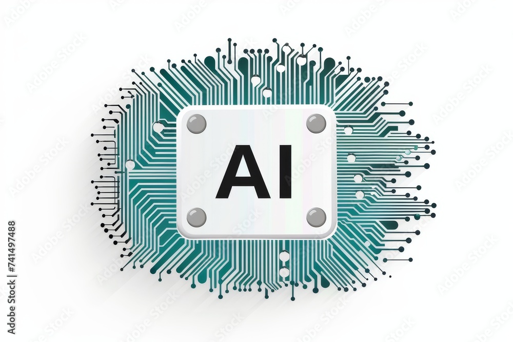 AI Brain Chip neon cherry red. Artificial Intelligence signal ...