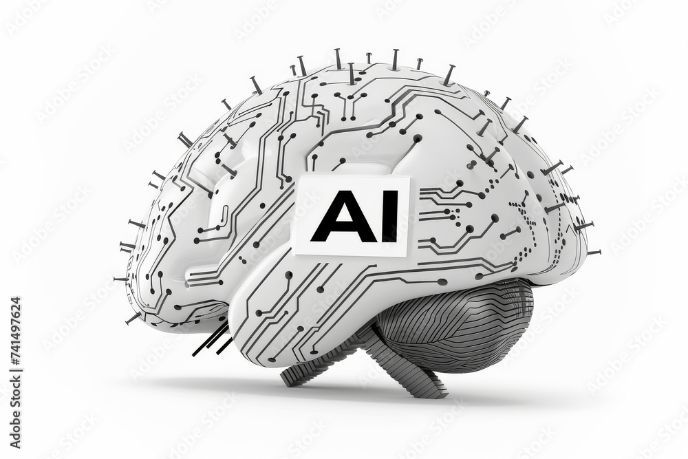 AI Brain Chip gene therapy. Artificial Intelligence brain computer interface mind heterojunction ...
