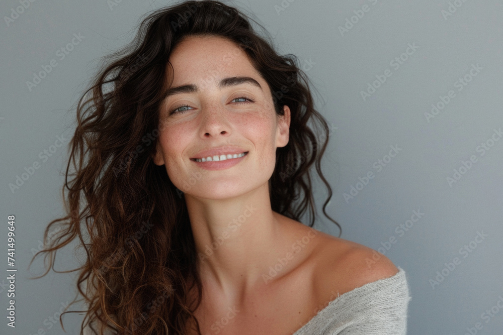 Happy attractive confident young adult or mid aged European woman ...