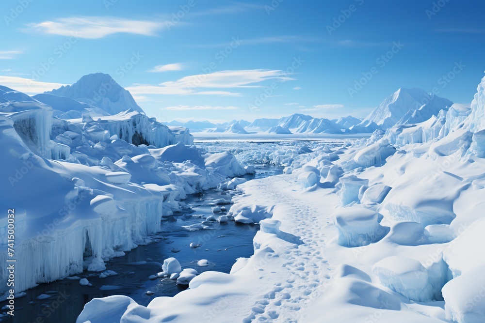 With alarming speed, an Antarctic glacier melts away, symbolizing the ...