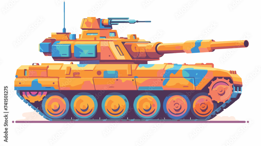 Tank symmetrical cartoon flat vector isolated white Stock Vector ...