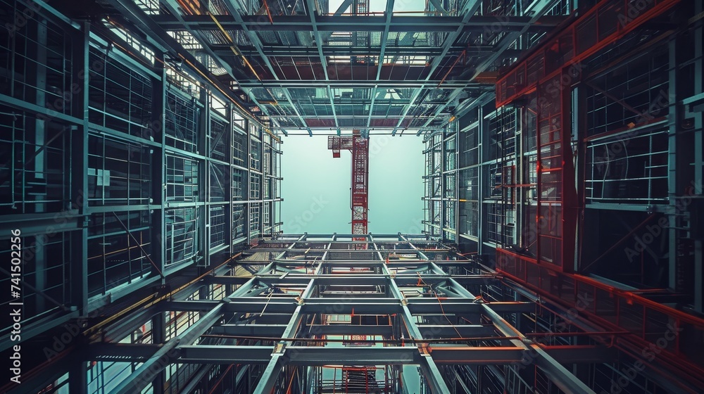 Symmetrical Steel Structure of Modern Construction A symmetrical upward ...