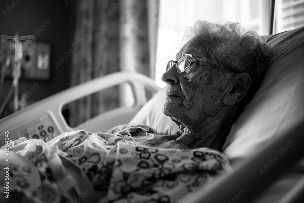 a patient in a hospital room, capturing the quiet moments of care ...
