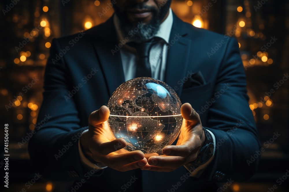 Foto de In a powerful visual metaphor, a close-up of a businessman ...