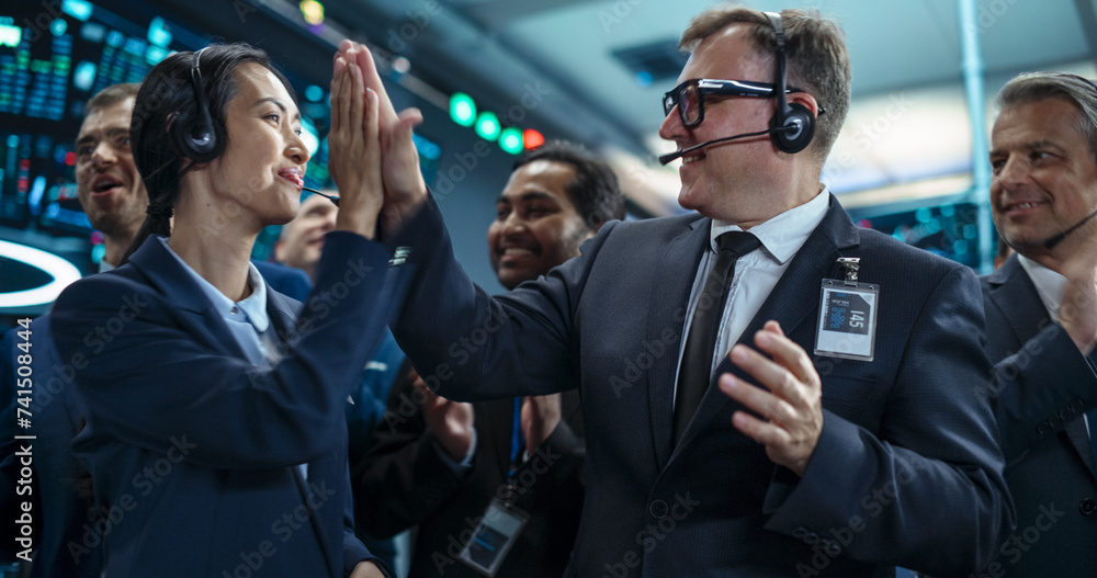 Team of Happy Investment Bankers Applauding, Celebrating and ...