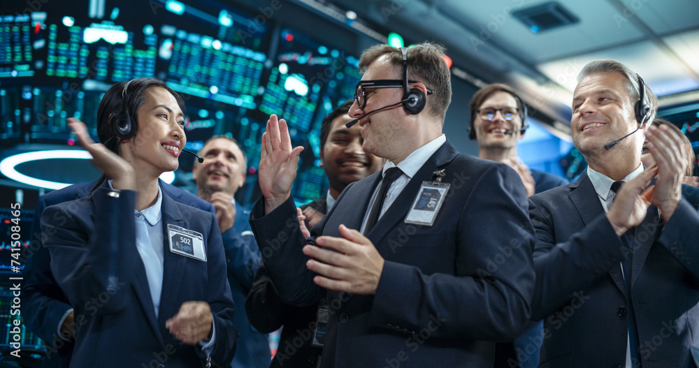 Team of Happy Investment Bankers Applauding, Celebrating and ...