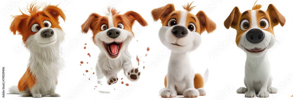 Smiling animated jack russell dog in a sitting position, collection ...