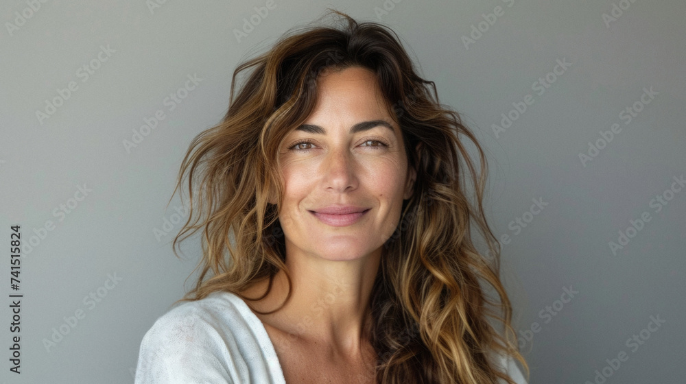 Happy attractive confident young adult or mid aged European woman ...