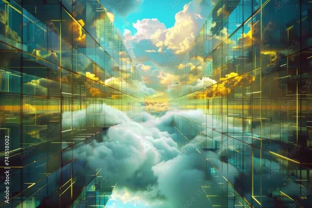 Dynamic Cloud Network - Data Flow Visualization - This image creatively ...