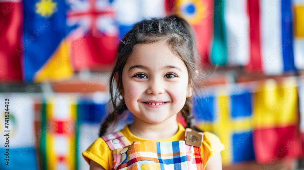 Little children during lesson at language school: emotional happy face ...