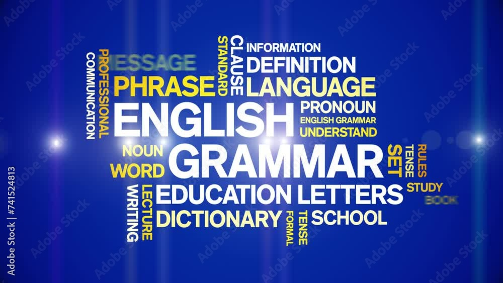 English Grammar animated word cloud;text design animation tag kinetic ...