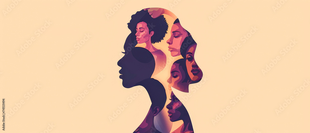 Communication group of multiethnic diversity women and girls face ...