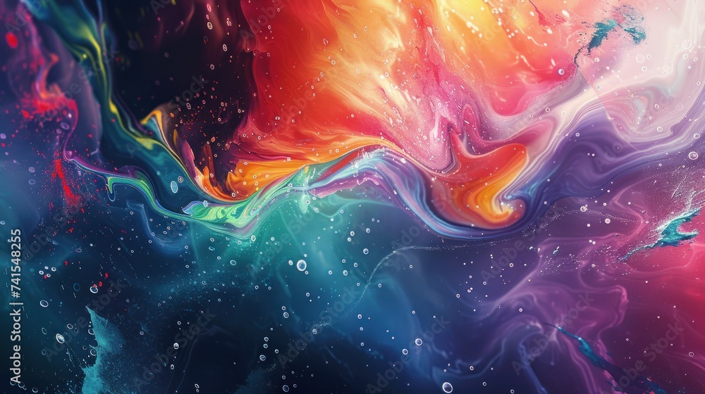 Colorful Abstract Fluid Art Painting. This abstract painting features ...