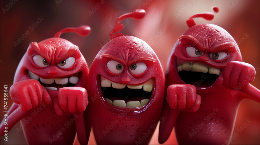 Angry animated red characters showing various expressions, perfect for ...