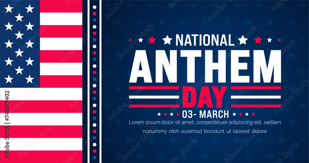 March is National Anthem Day background template. Holiday concept. use ...
