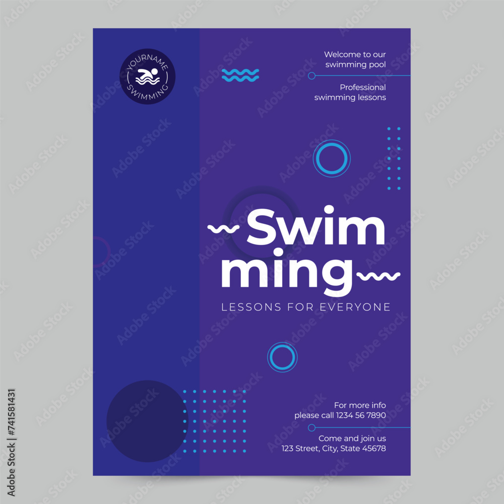Swimming Lessons Flyer Template. A clean, modern, and high-quality ...