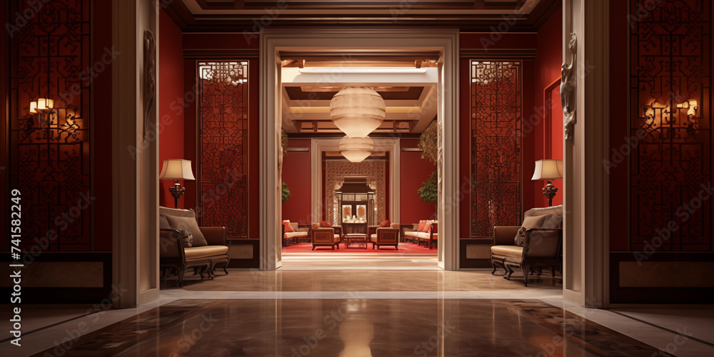 Stylish Shanghai art gallery interior hall with sleek, a grand ballroom ...