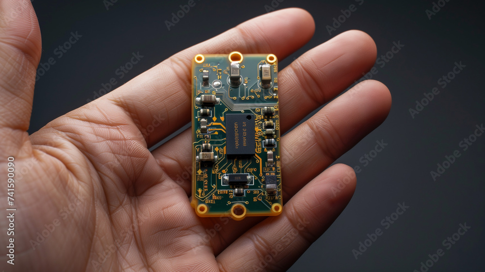 Abstract circuit board with a lot of micro chips. Electronic circuit ...