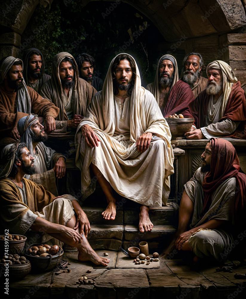 Jesus appearing to his disciples after the resurrection Stock Photo ...