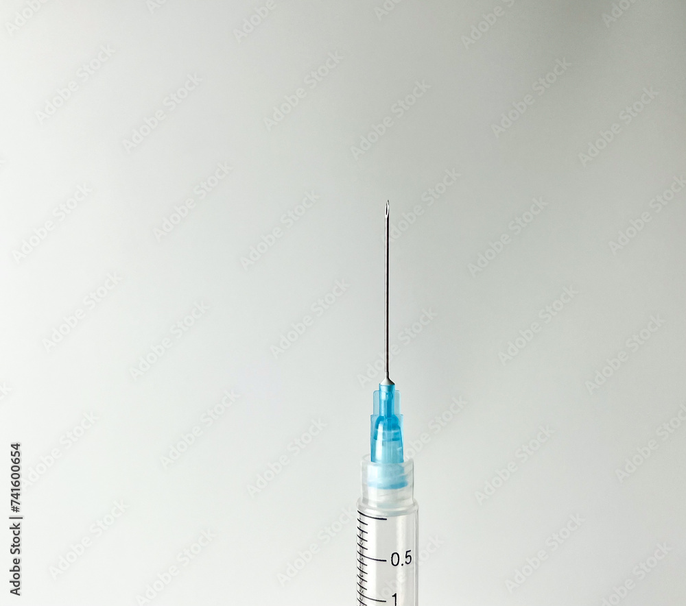 Syringe for injection. Sharp and pointy close up needle tip photography ...