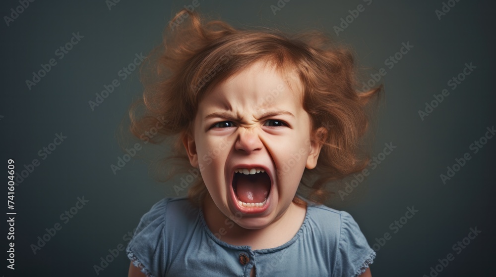 cute little baby girl child crying and screaming isolated, childhood ...