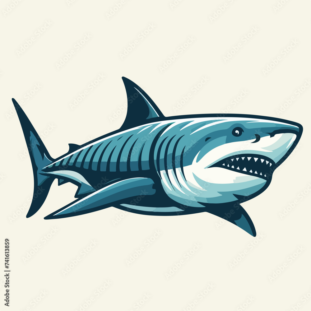 cartoon megalodon white shark clip art Stock Vector | Adobe Stock