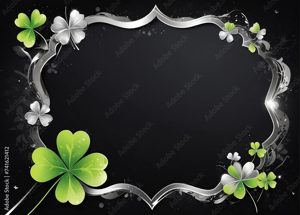 Card template with empty space of clover on black background, with ...