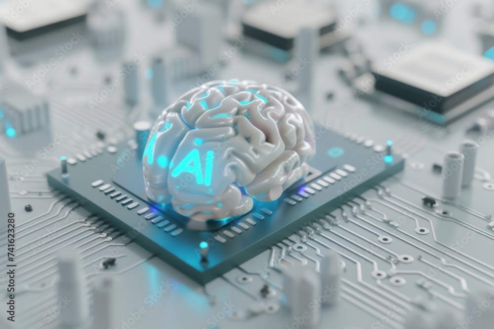 AI Brain Chip neurotechnology application. Artificial Intelligence ...