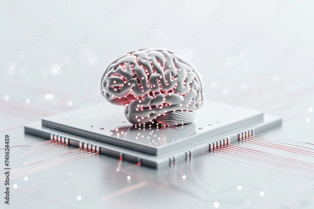 AI Brain Chip computer tomography. Artificial Intelligence machine ...