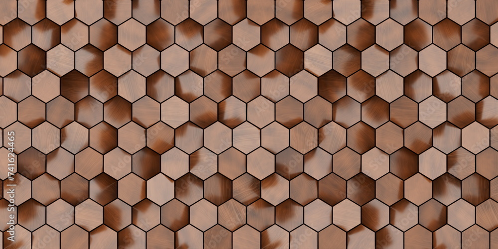uneven dark wooden hexagon pattern background, hexagonal tiles arranged ...