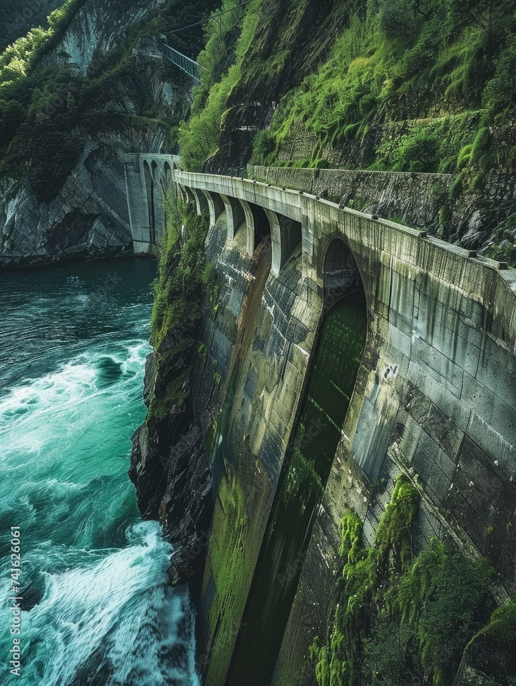 Eco friendly modern hydroelectric power plant, green energy concept ...