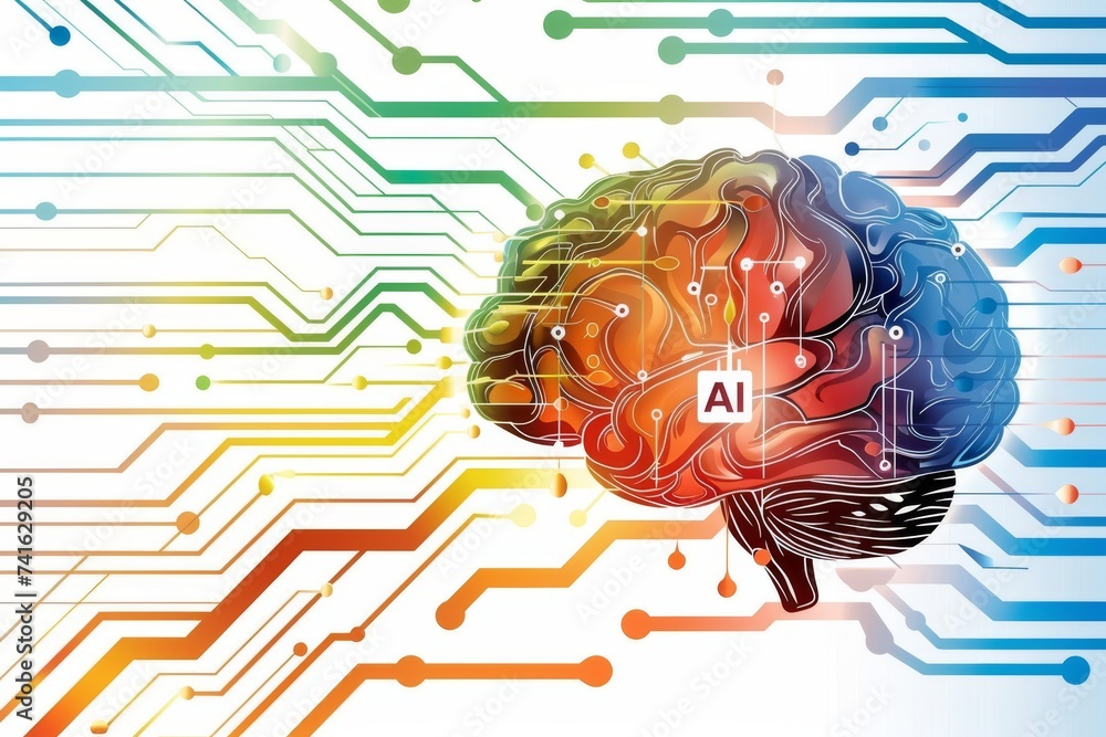 AI Brain Chip visual technology. Artificial Intelligence neuronal injury mind brain computer ...