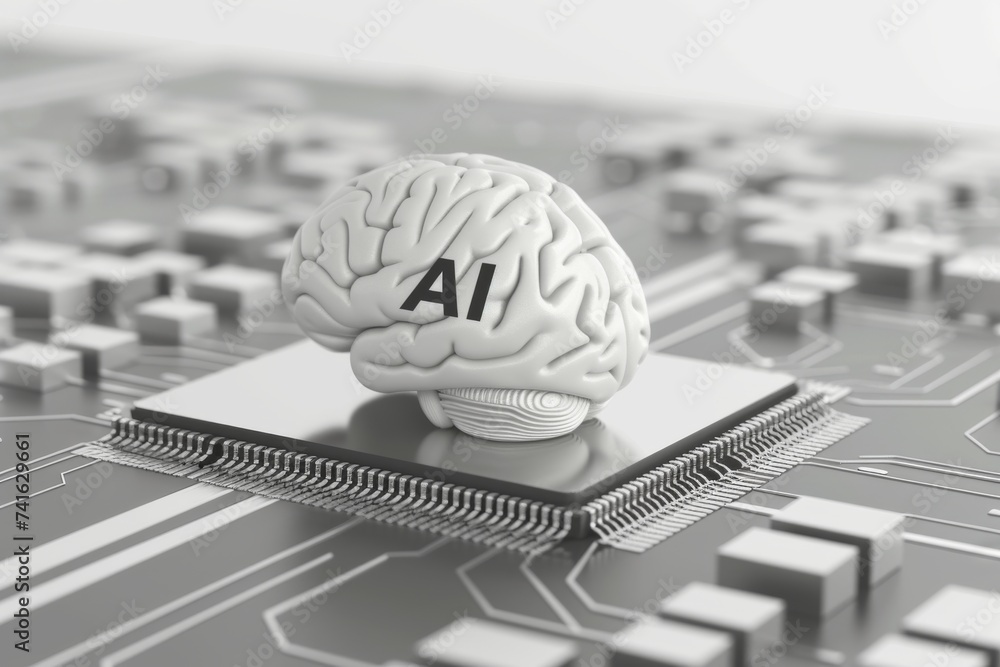 AI Brain Chip nanorobotic surgery. Artificial Intelligence cognitive ...