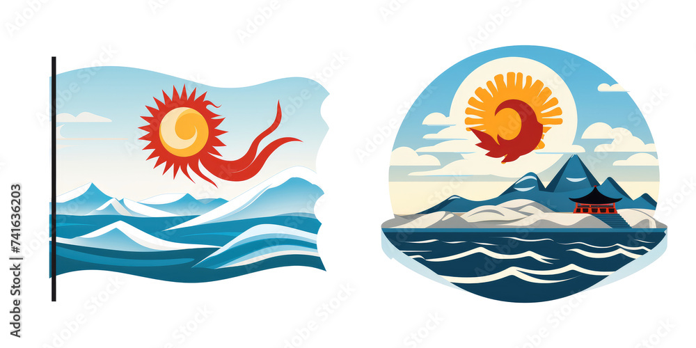 Flag Republic Kalmykia, Isolated Transparent Background Images Stock ...