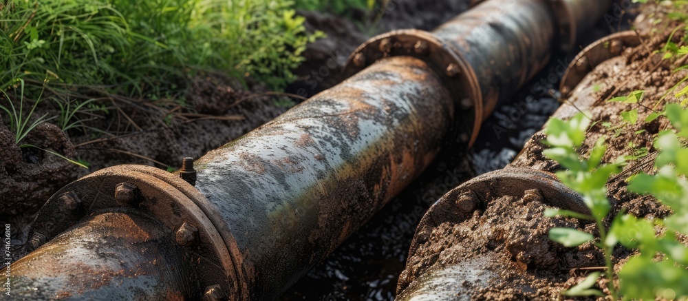 Overflow and infiltration well connected to drainage pipes dug in a ...