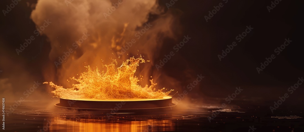 orange fire from an iron torch Burning kerosene on a cane rag burning ...