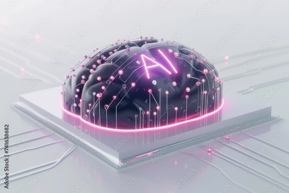 AI Brain Chip qcsel. Artificial Intelligence neurotransmitters human ...