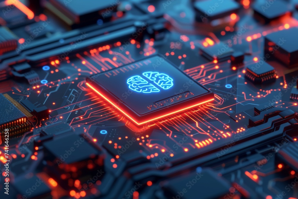 AI Brain Chip brain connectivity and genetics. Artificial Intelligence ...