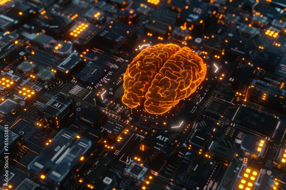 AI Brain Chip membrane potentials. Artificial Intelligence assistive ...
