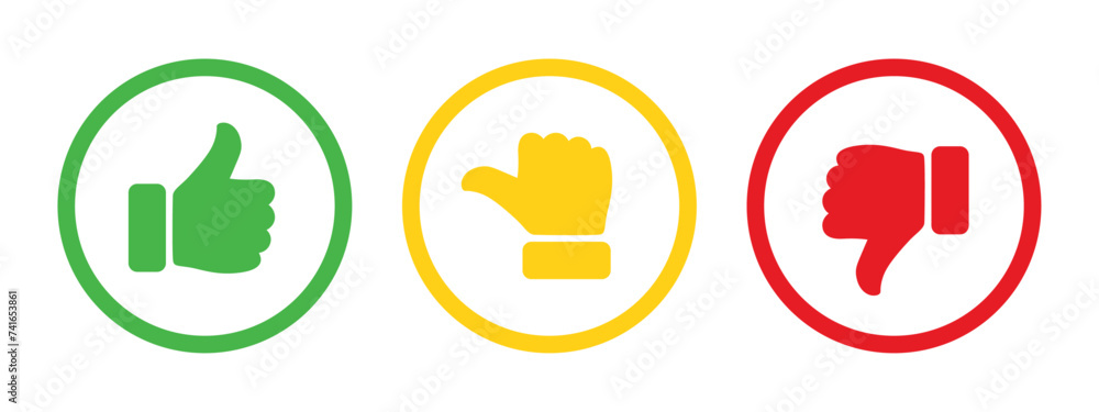 Photo & Art Print Like, dislike and neutral thumb symbols in green ...