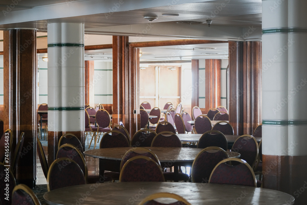 Wood paneled Art Deco interior design architecture inside lounge bar ...