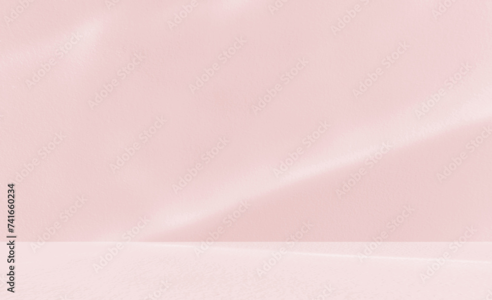 Empty pink colour room studio with sunlight effect shadow on the floor ...