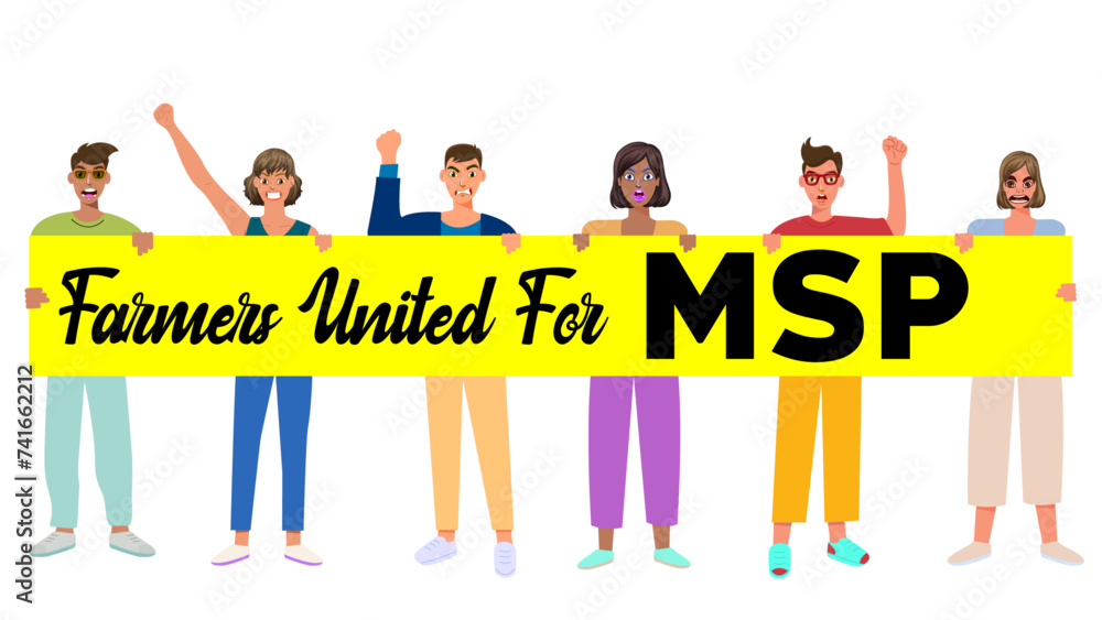 Diverse Unity: Farmers Rallying for MSP Rights, A vibrant vector ...