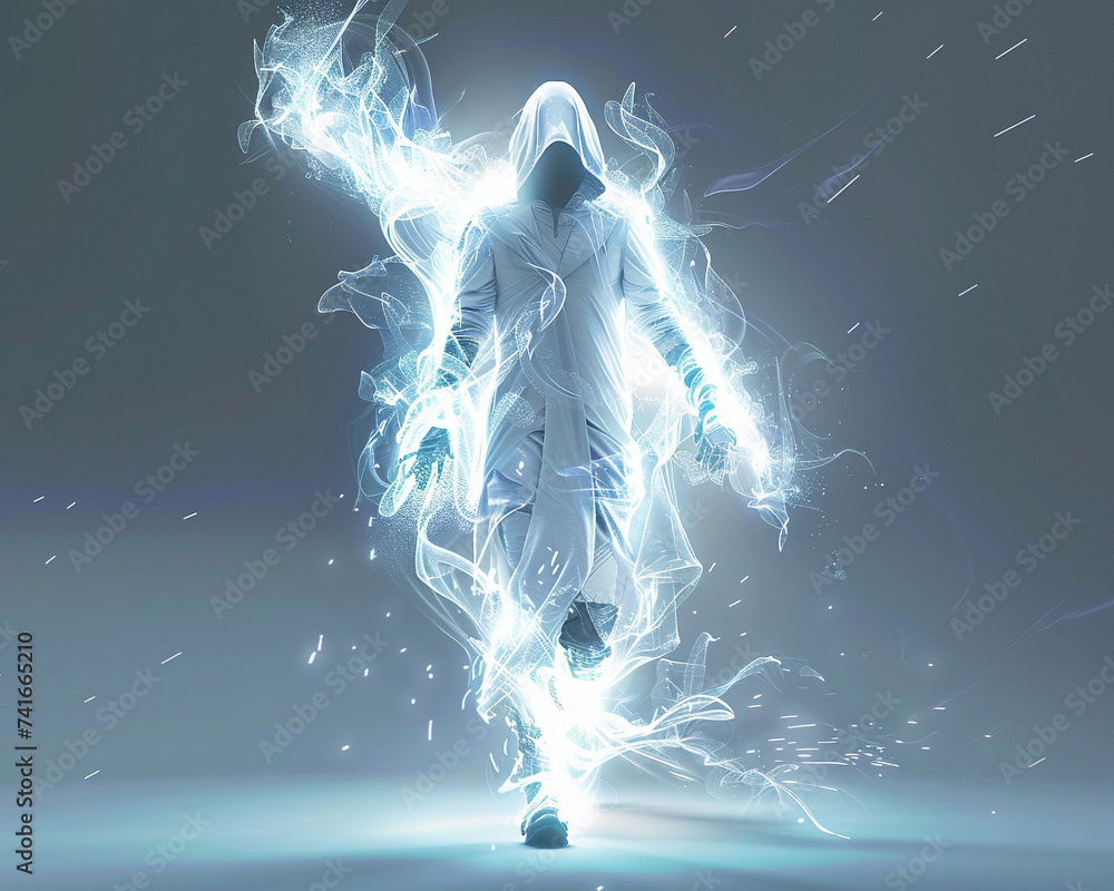 Virtual avatar with elemental control powers soft light for a ...