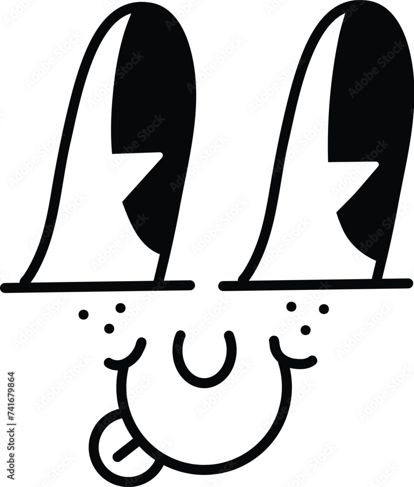 Vecteur Stock Retro 30s cartoon mascot character funny face. 50s, 60s ...