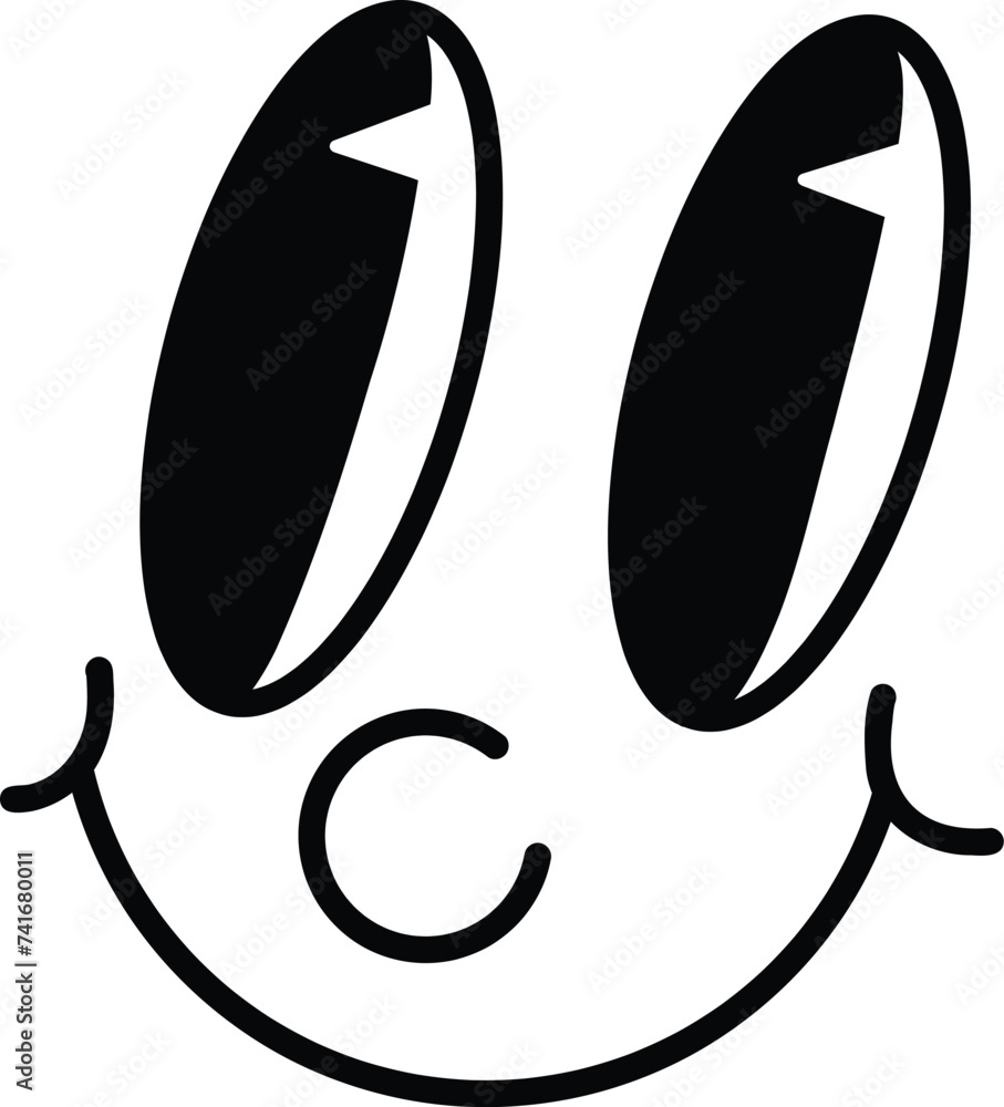 Retro 30s cartoon mascot character funny face. 50s, 60s old animation ...