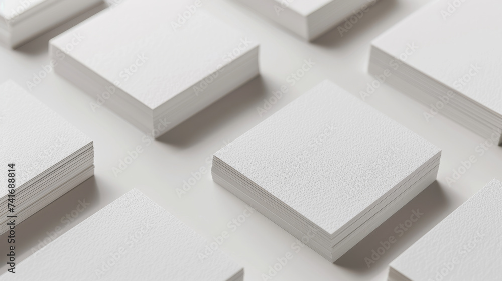 pattern of several stacks of white paper or cardstock, arranged in a ...